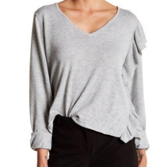 John + Jenn | Sweaters | John Jenn Grey Asymmetrical Ruffle Sweater ...